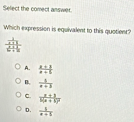 Select Correct Answer. Which Expression Equivalent Quotient? (frac (1 ...