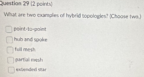 Question 29 (2 Points) What Are Two Examples of Hybrid Topologies ...