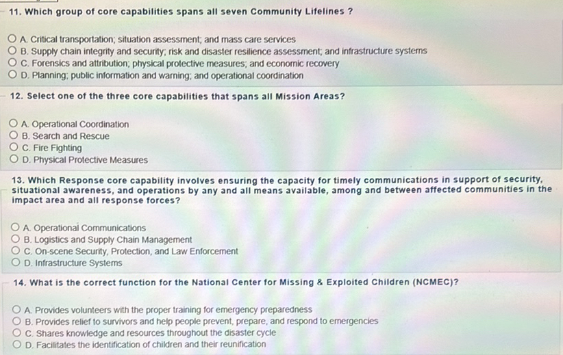 11. Which Group of Core Capabilities Spans Seven Community Lifelines ...