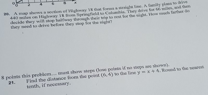 20. A Map Shows a Section of Highway 18 That Forms a Straight Line. A Family Plans to Drive 440 ...