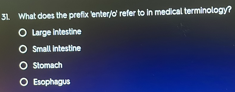 31. What Does the Prefix 'enter/o' Refer to in Medical Terminology ...