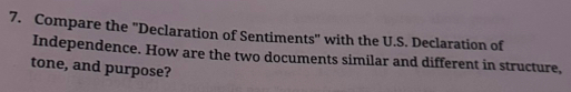 7. Compare the "Declaration of Sentiments" with the U.S Declaration of ...