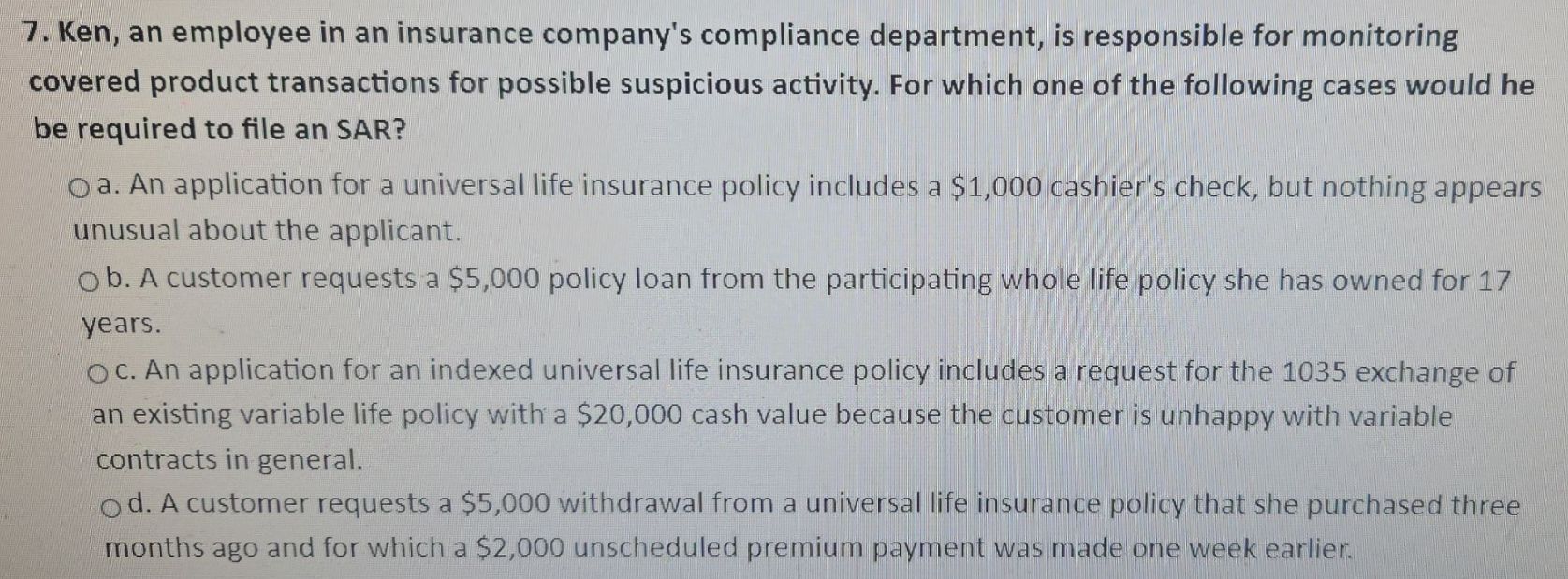 7. Ken, an Employee in an Insurance Company's Compliance Department, Is ...