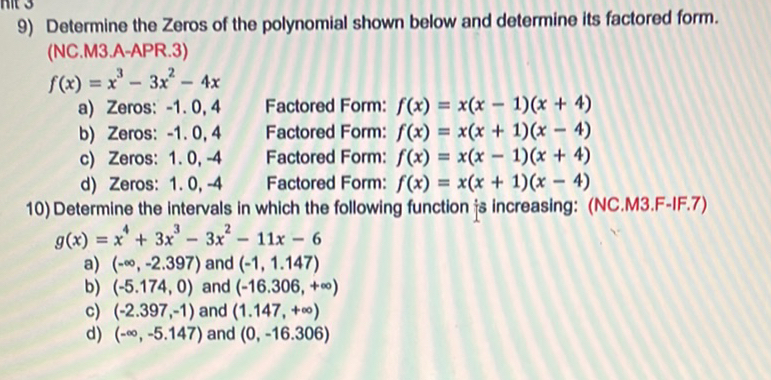 9) Determine the Zeros of the Polynomial Shown Below and Determine Its ...