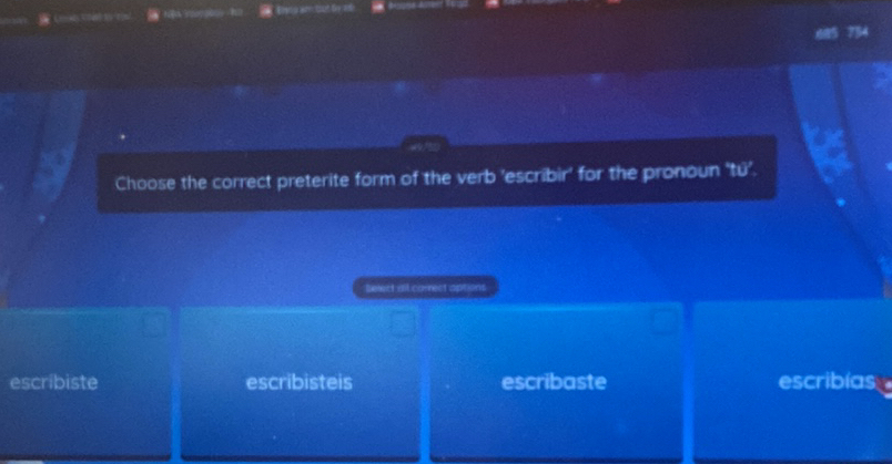 Choose the Correct Preterite Form of the Verb 'escribir' for the ...
