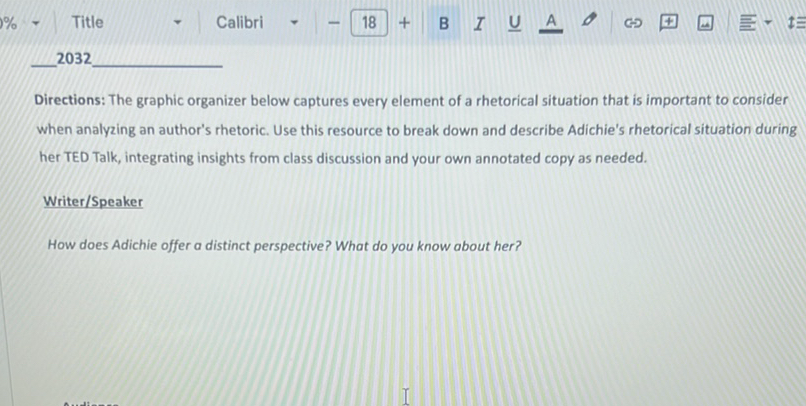 Directions: The Graphic Organizer Below Captures Every Element of a ...