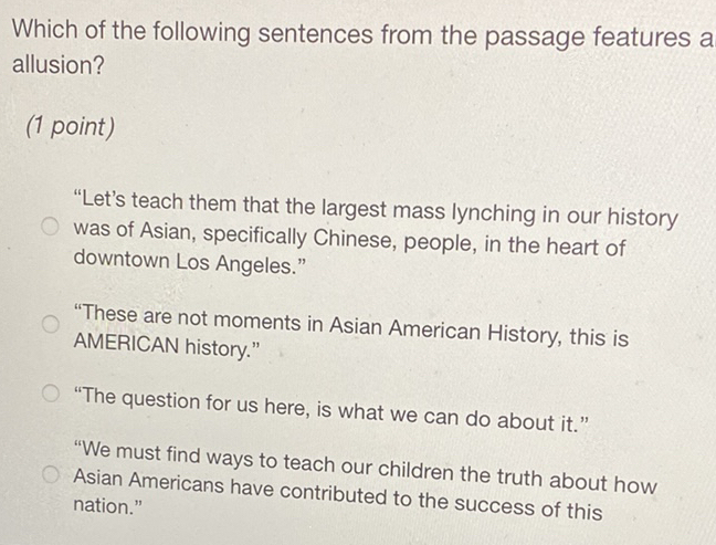 Which of the Following Sentences from the Passage Features a Allusion ...