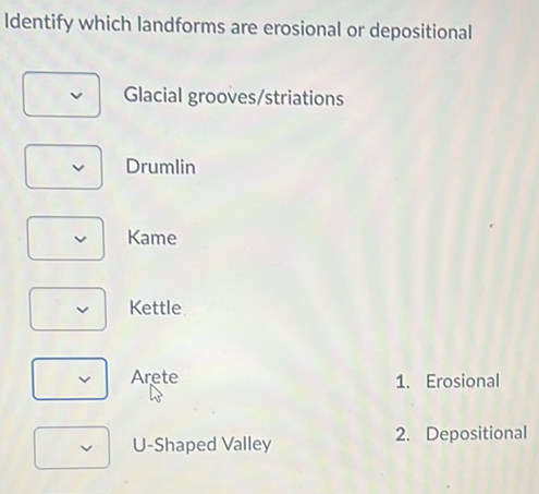 Identify Which Landforms Are Erosional or Depositional Square Glacial ...