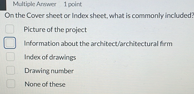Multiple Answer 1 Point On the Cover Sheet or Index Sheet, What Is ...