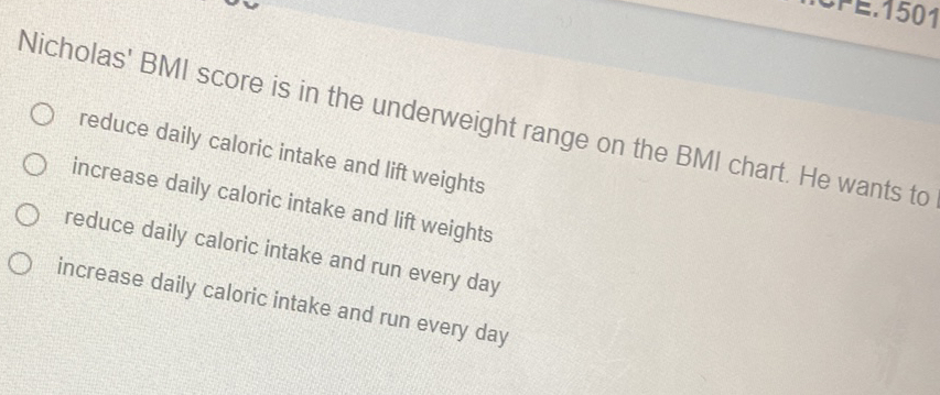 Nicholas' BMI Score Is in the Underweight Range on the BMI Chart He ...