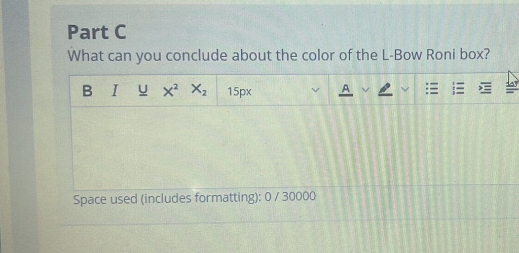 Part C What Can You Conclude About the Color of the L-Bow Roni Box ...