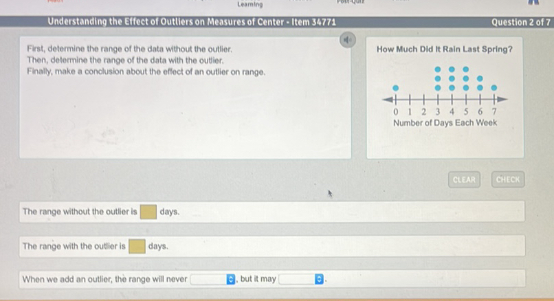 Understanding the Effect of Outliers on Measures of Center - Item 34771 ...