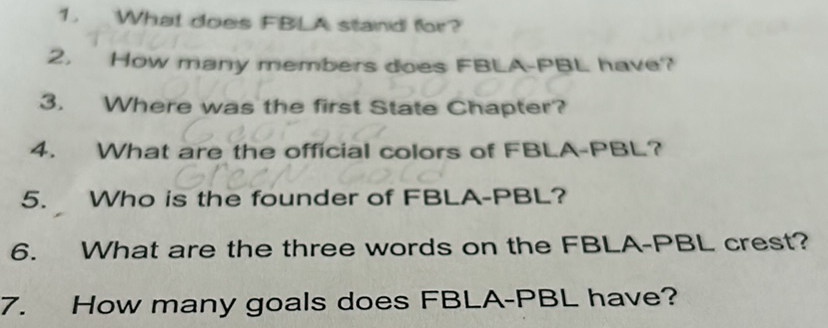 1.What Does FBLA Stand For? 2.How Many Members Does FBLA-PBL Have? 3 ...