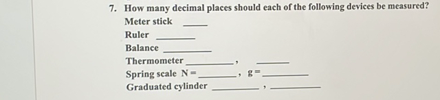 7. How Many Decimal Places Should Each of the Following Devices Be ...
