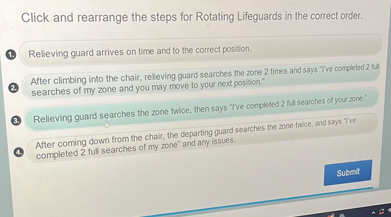 Click and Rearrange the Steps for Rotating Lifeguards in the Correct ...
