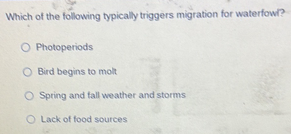 Which of the Following Typically Triggers Migration for Waterfow ...