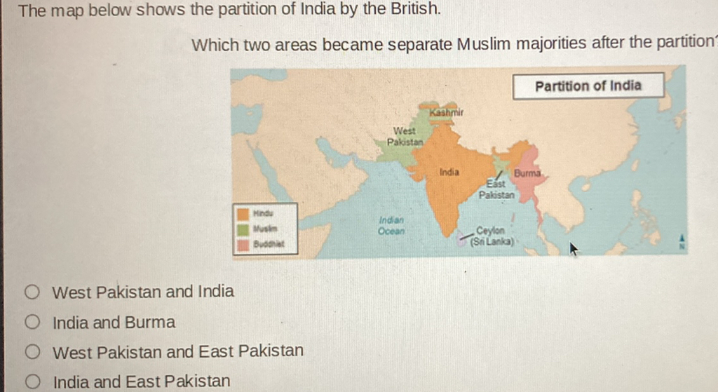 The Map Below Shows the Partition of India by the British. Which Two ...