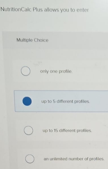 NutritionCalc Plus Allows You to Enter Multiple Choice Only One Profile ...