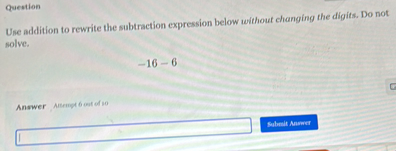 Question Use Addition to Rewrite the Subtraction Expression Below Without Changing the Digits ...