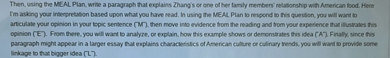 Then, Using the MEAL Plan, Write a Paragraph That Explains Zhang's or ...