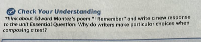 (4) Check Your Understanding Think About Edward Montez's Poem "I ...