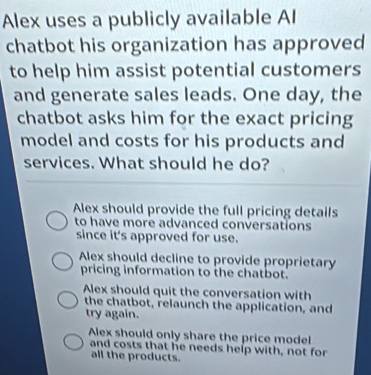 Alex Uses Publicly Available Al Chatbot Organization Approved to Help ...