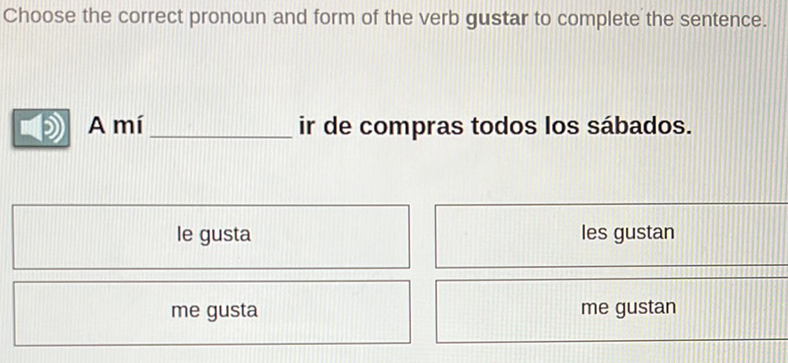 Choose the Correct Pronoun and Form of the Verb Gustar to Complete the ...