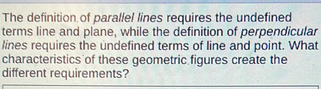 The Definition.of Parallel Lines Requires the Undefined Terms Line and ...