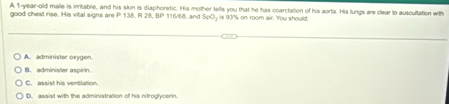 A 1-year-old Male Is Irritable, and His Skin Is DiaphoretiC. His Mother ...