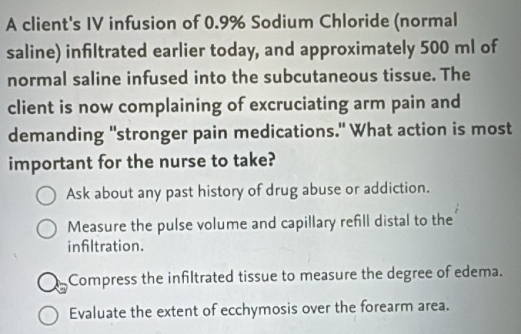 A Client's IV Infusion of 0.9% Sodium Chloride (normal Saline ...