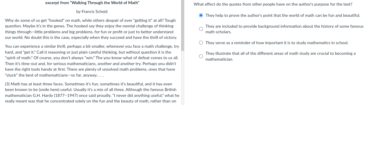 Excerpt from "Walking Through the World of Math" by Francis Scheid Why ...