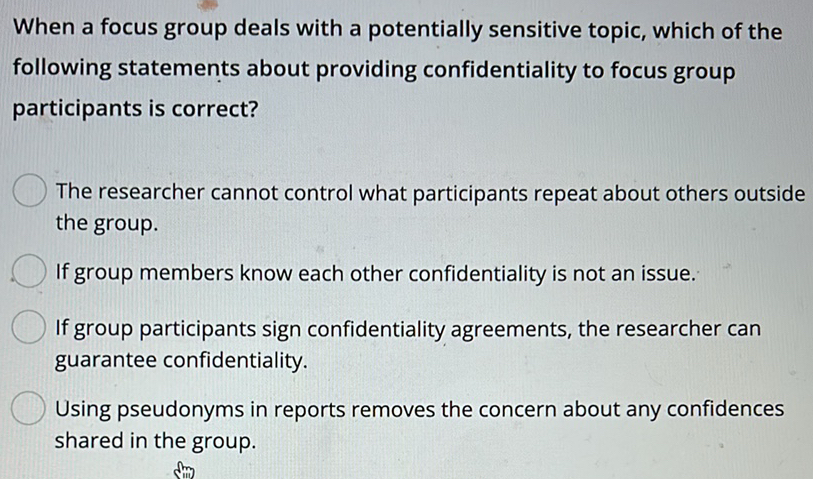 Focus Group Deals Potentially Sensitive Topic, Following Statements ...