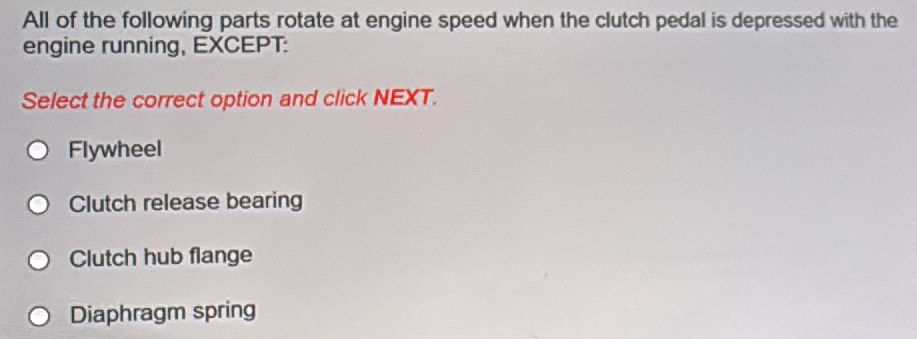 Following Parts Rotate Engine Speed Clutch Pedal Depressed with Engine ...