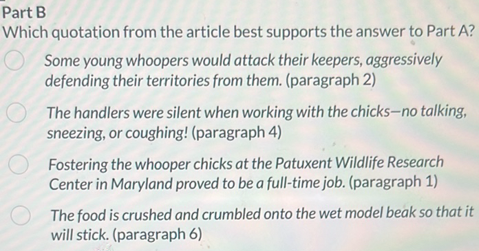 Part B Which Quotation from the Article Best Supports the Answer to ...