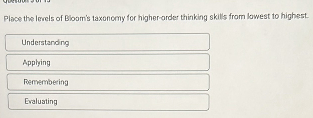 Place the Levels of Bloom's Taxonomy for Higher-order Thinking Skills ...