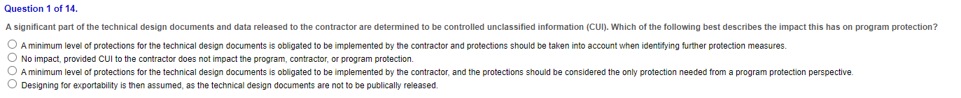 Question 1 of 14. A Significant Part of the Technical Design Documents ...