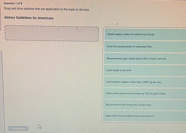 Question 1 of 8 Drag and Drop Options That Are Applicable to the Topic ...