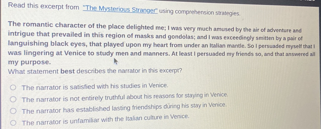 Read This Excerpt from "The Mysterious Stranger" Using Comprehension ...