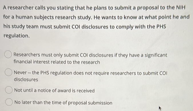 Researcher Calls You Stating That He Plans to Submit Proposal to the ...