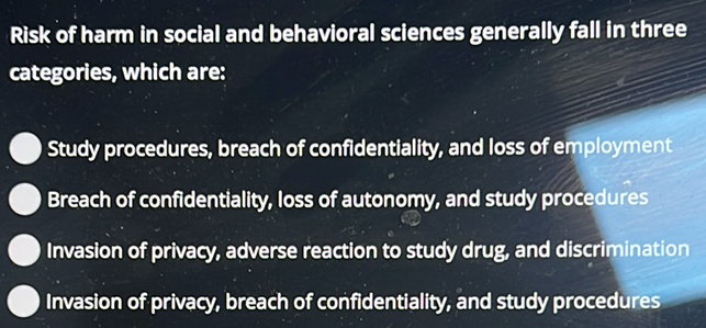 Risk of Harm in Social and Behavioral Sciences Generally Fall in Three ...
