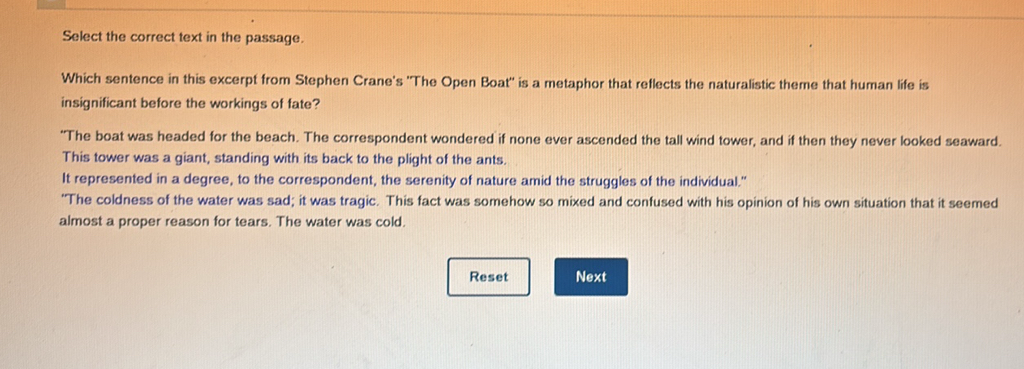 Select the Correct Text the Passage. Which Sentence This Excerpt ...