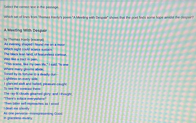 Select the Correct Text in the Passage. Which Set of Lines from Thomas ...