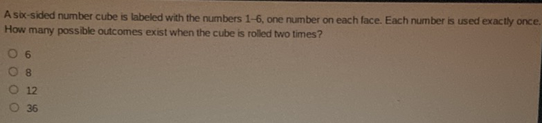 A Six-sided Number Cube Is Labeled with the Numbers 1-6 One Number on Each Face. Each Number Is ...