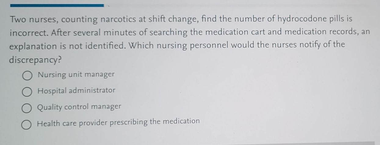 Two Nurses , Counting Narcotics at Shift Change, Find the Number of ...