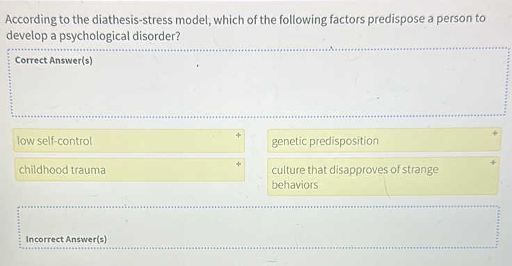 According to the Diathesis -stress Model; Which of the Following ...