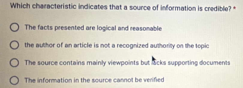 Which Characteristic Indicates That a Source of Information Is Credible ...