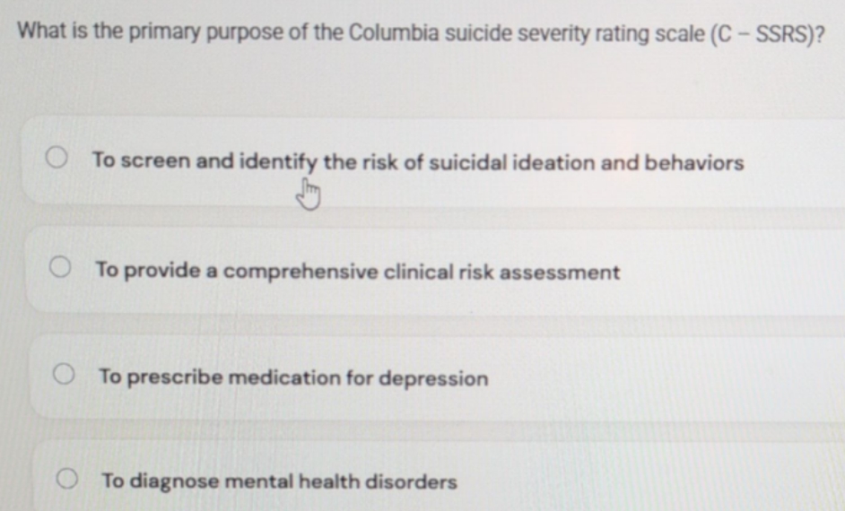 What Is the Primary Purpose of the Columbia Suicide Severity Rating ...