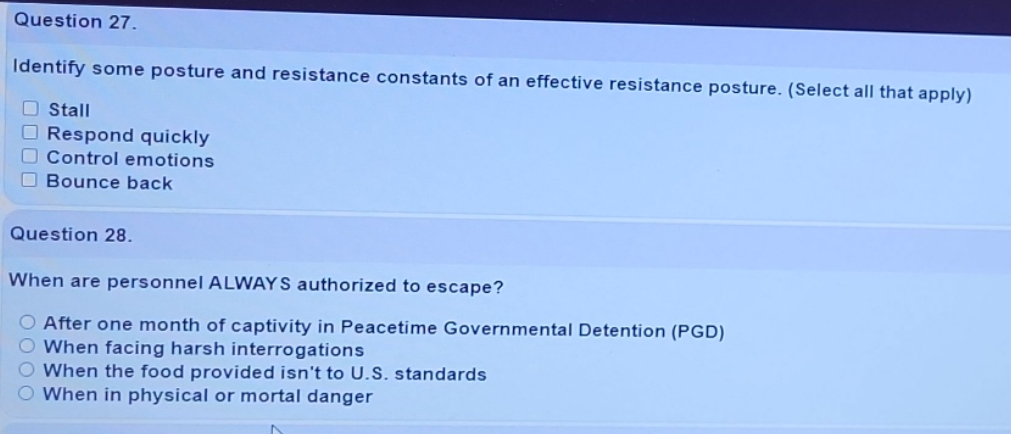 Question 27. Identify Some Posture and Resistance Constants of an ...