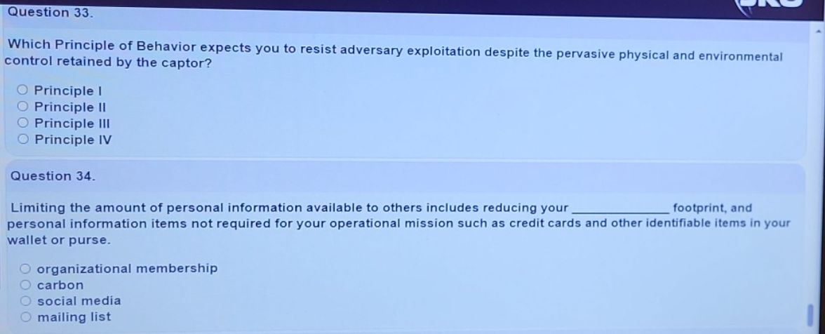 Question 33. Which Principle of Behavior Expects You to Resist ...