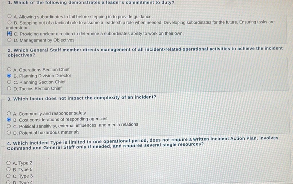 1. Which Following Demonstrates Leader's Commitment to Duty? A ...